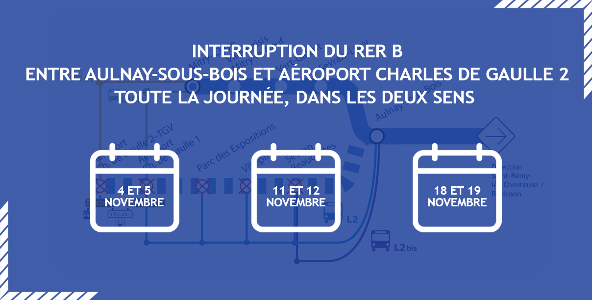 Interruption du RER B entre Aulnay-sous-Bois et Aéroport CDG 2 toute la journée les week-ends de ...