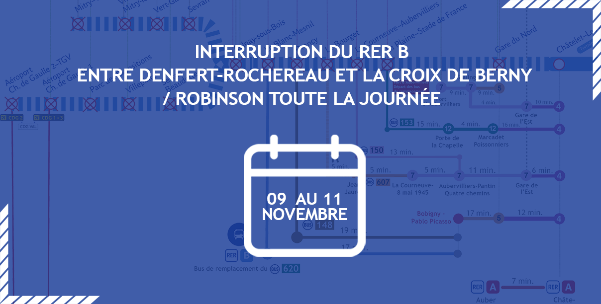 Interruption entre Denfert-Rochereau et La Croix de Berny/Robinson